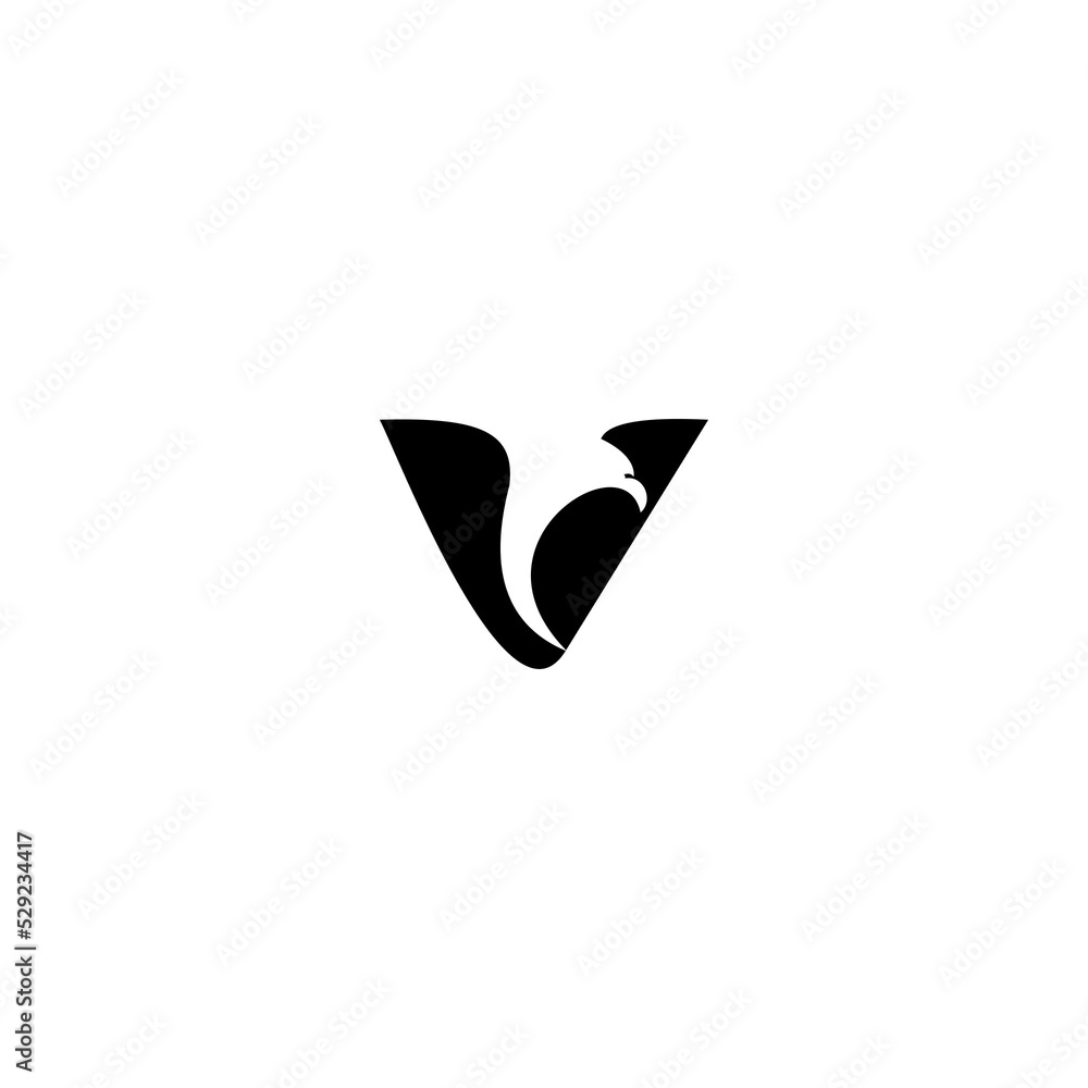 Bird - Letter V logo design. Modern icon design V letter shape with ...