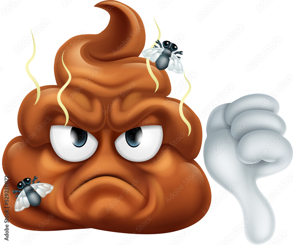 An angry jealous or mad dislike poop or poo emoticon emoji cartoon face ...