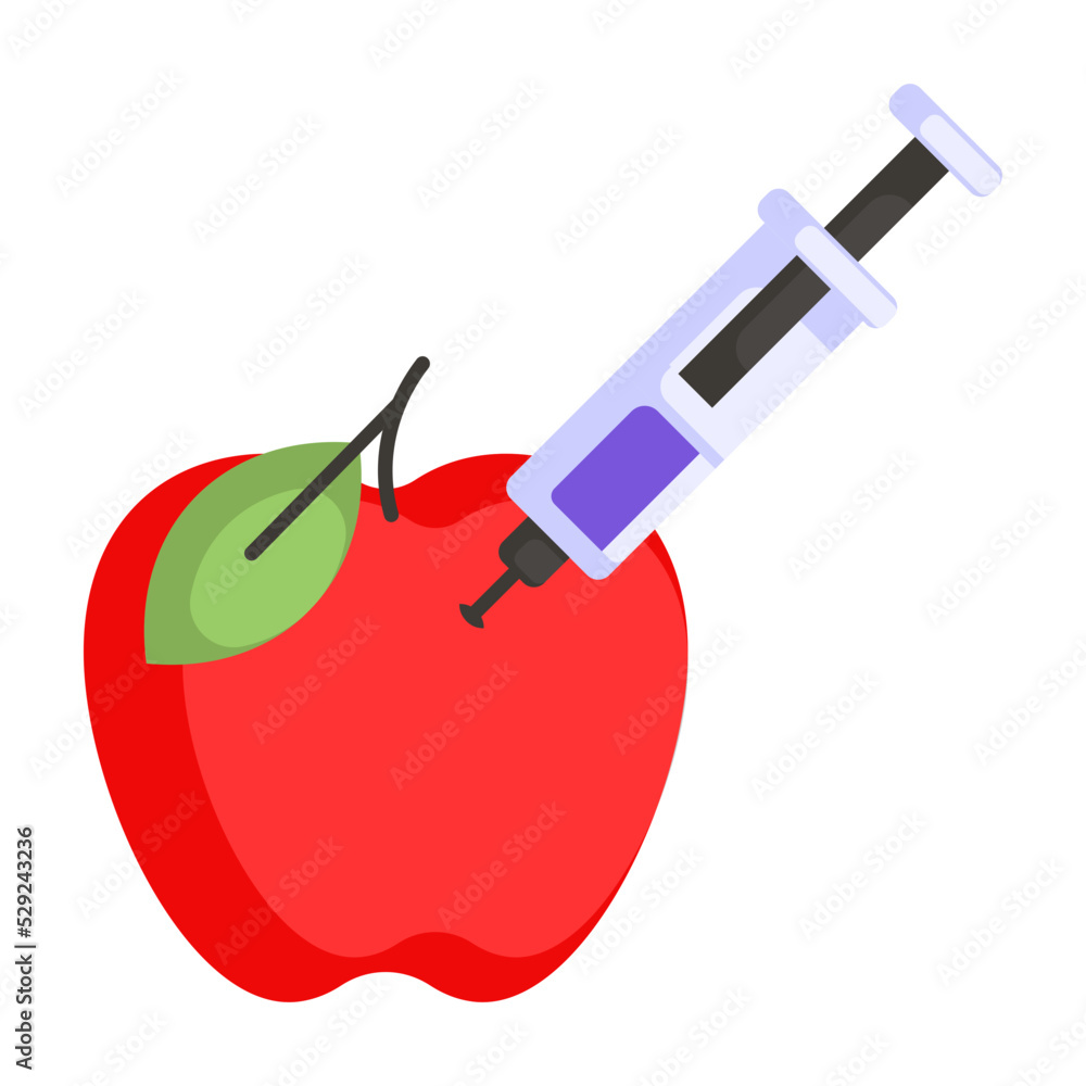 Bioengineered Fruits vector color icon design, Biochemistry symbol ...