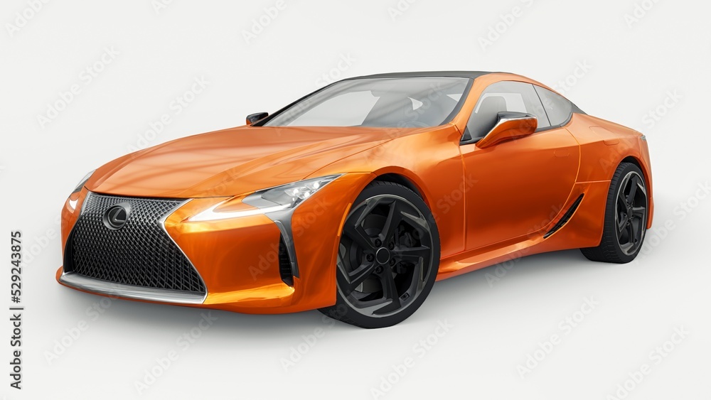 Tokyo. Japan. September 8, 2022. Orange Lexus LC500 2017 on a white ...
