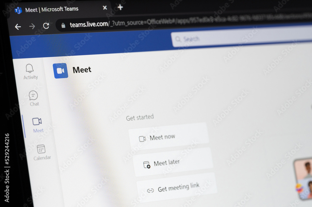 Creating neeting in Microsoft team app Stock Photo | Adobe Stock