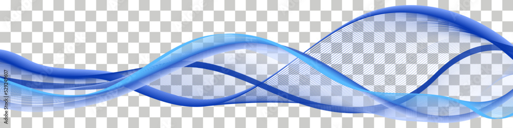 Blue wave swirl swoosh; undulate transparent curve lines; dynamic ...