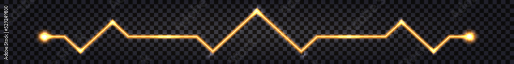 Electric impulse cable line, glowing light effect, yellow laser beam ...