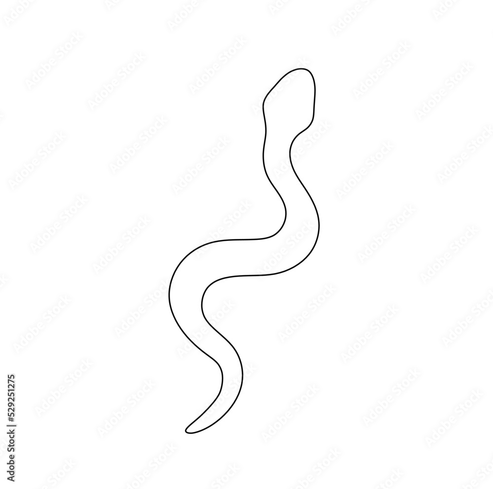 Vector isolated one little crawling baby snake top view colorless black ...