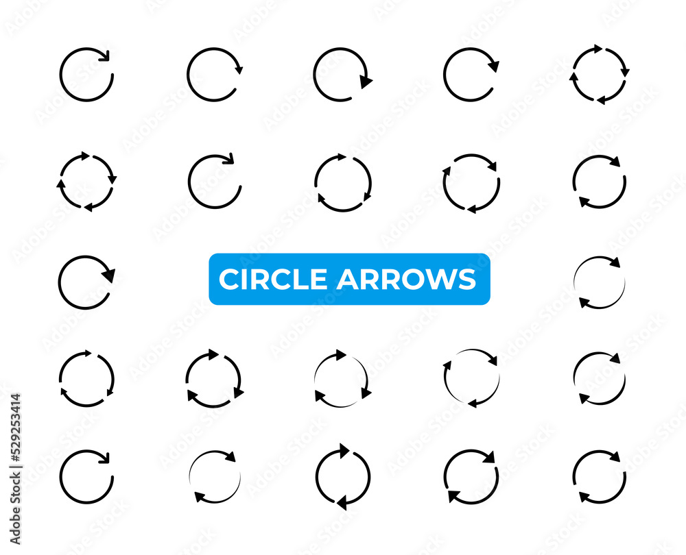 Arrows icons set. The symbol of repetition, reloading along the ...