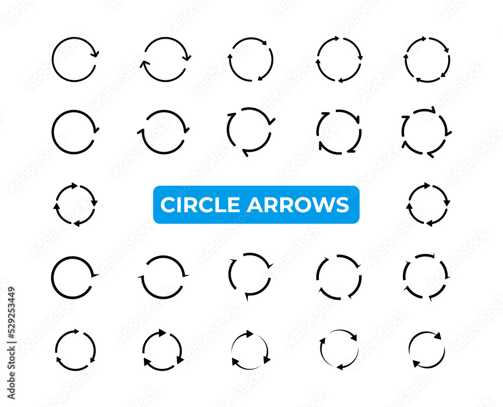 Arrows icons set. The symbol of repetition, reloading along the ...