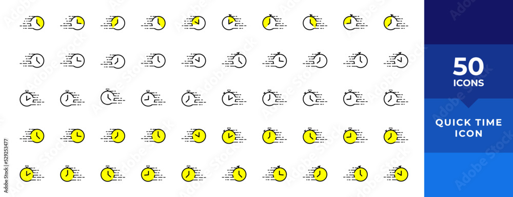 Timer icons set. Quick time or deadline icon. Express service symbol ...