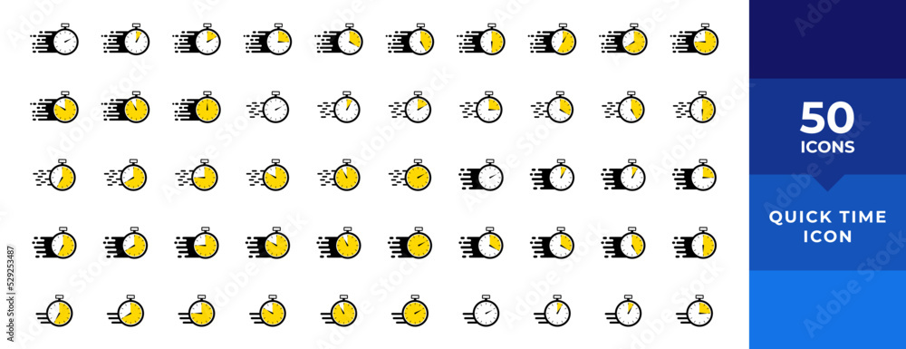Timer icons set. Quick time or deadline icon. Express service symbol ...