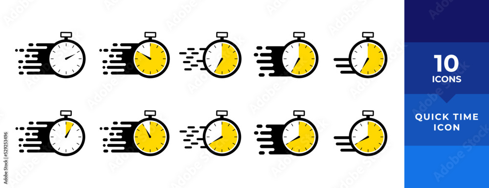 Timer icons set. Quick time or deadline icon. Express service symbol ...