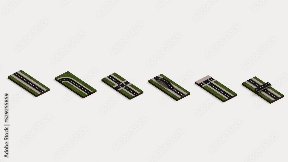 Realistic Asphalt road structure cross section diagrams in Isometric ...