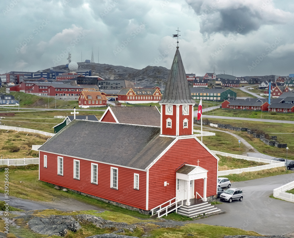 Nuuk (Godthåb, the capital and largest city of Greenland. The seat of government and the country ...