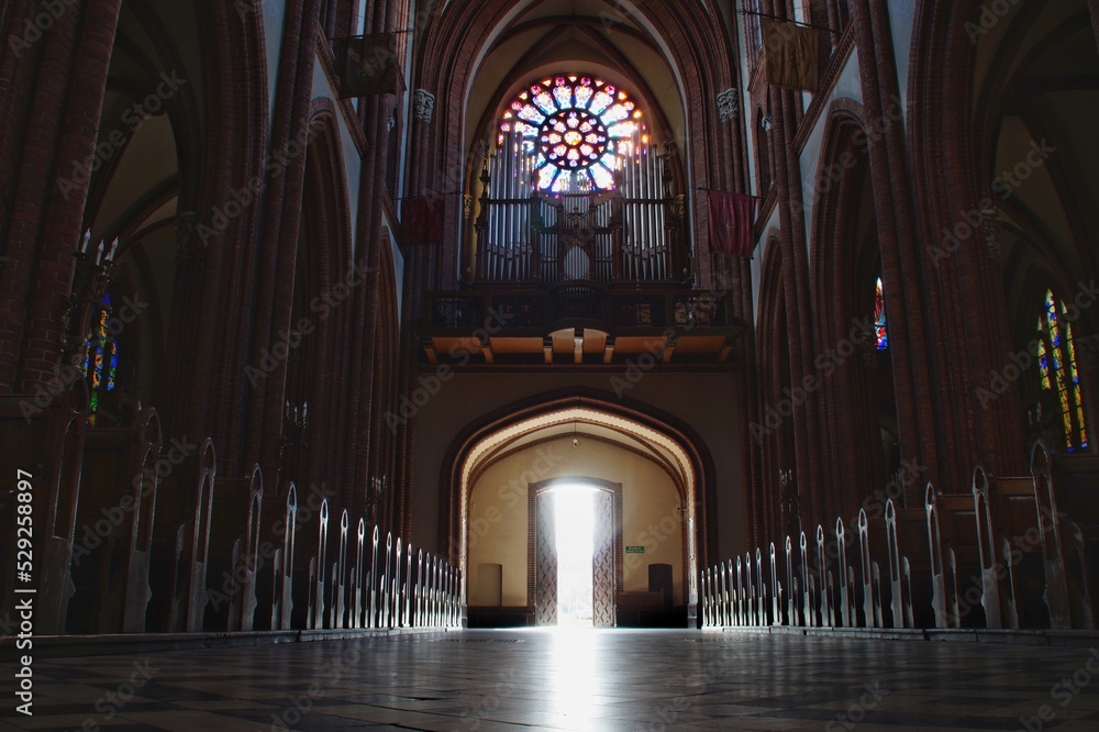 Interior of the neo-Gothic church dedicated to Our Lady of Consolation ...