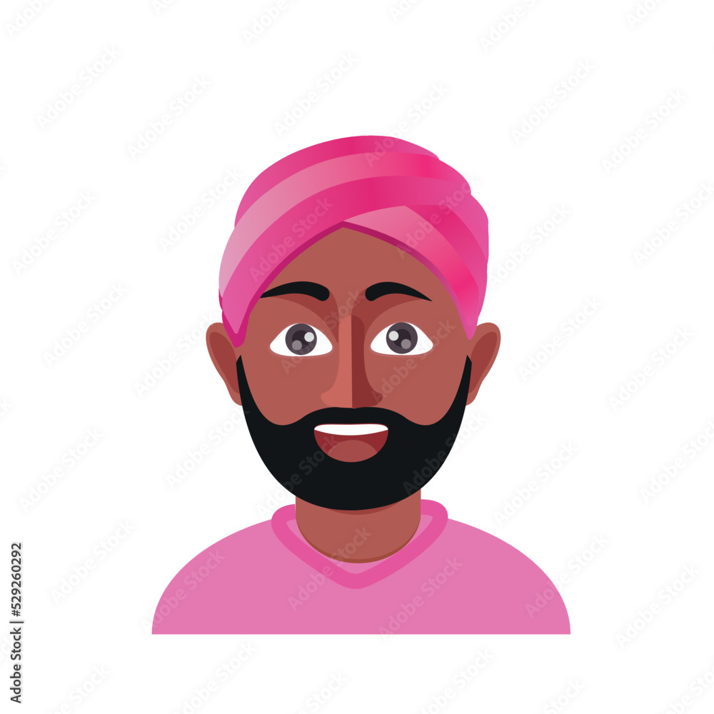 Emoji-style face. vector illustration. Memoji stickers. Indian man face ...