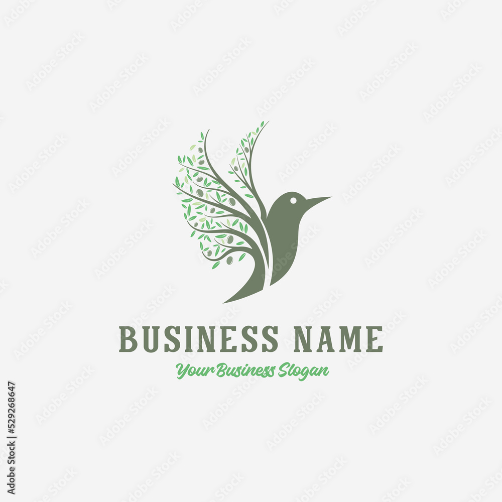 Bird Tree Logo Design Stock Vector | Adobe Stock
