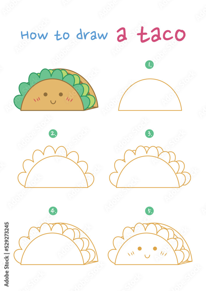 How to draw a taco vector illustration. Draw a taco traditional Mexican ...