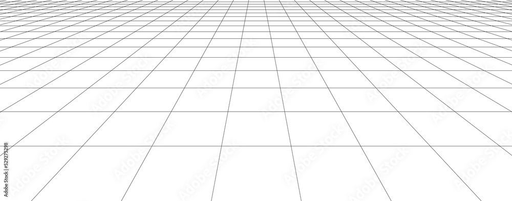 perspective grid background, black lines wire frame digital ...