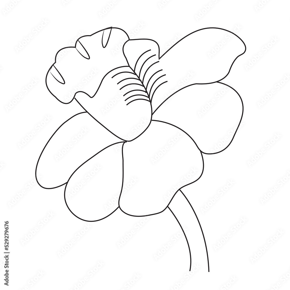 Flower Coloring page for kids Stock Vector | Adobe Stock