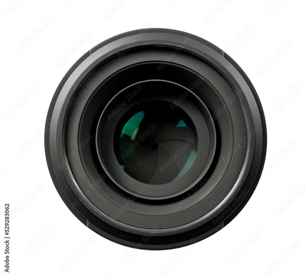 Front view of Isolated professional optical lens. PNG file with ...
