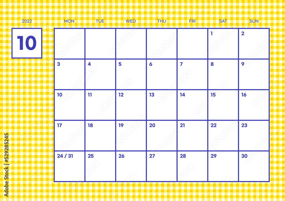 October 2022 simple design digital and printable calendar template ...