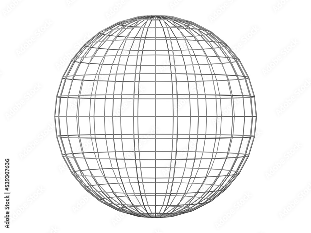 3d render of a polygon sphere wireframe . Perferct form with ...