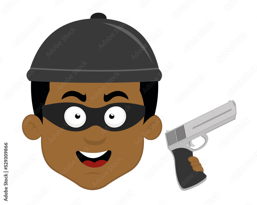 Vector emoji illustration of a man cartoon thief, with a cap, mask on ...