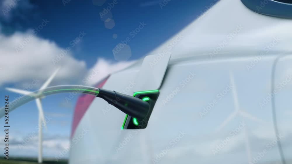 Realistic Animation of Generic Futuristic Electric Car Charging. EV ...