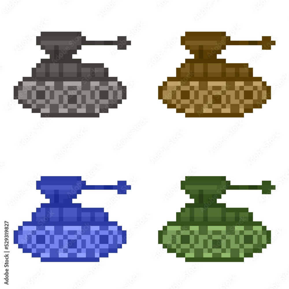 Vehicles tank military pixel art icon concept illustration style Stock ...