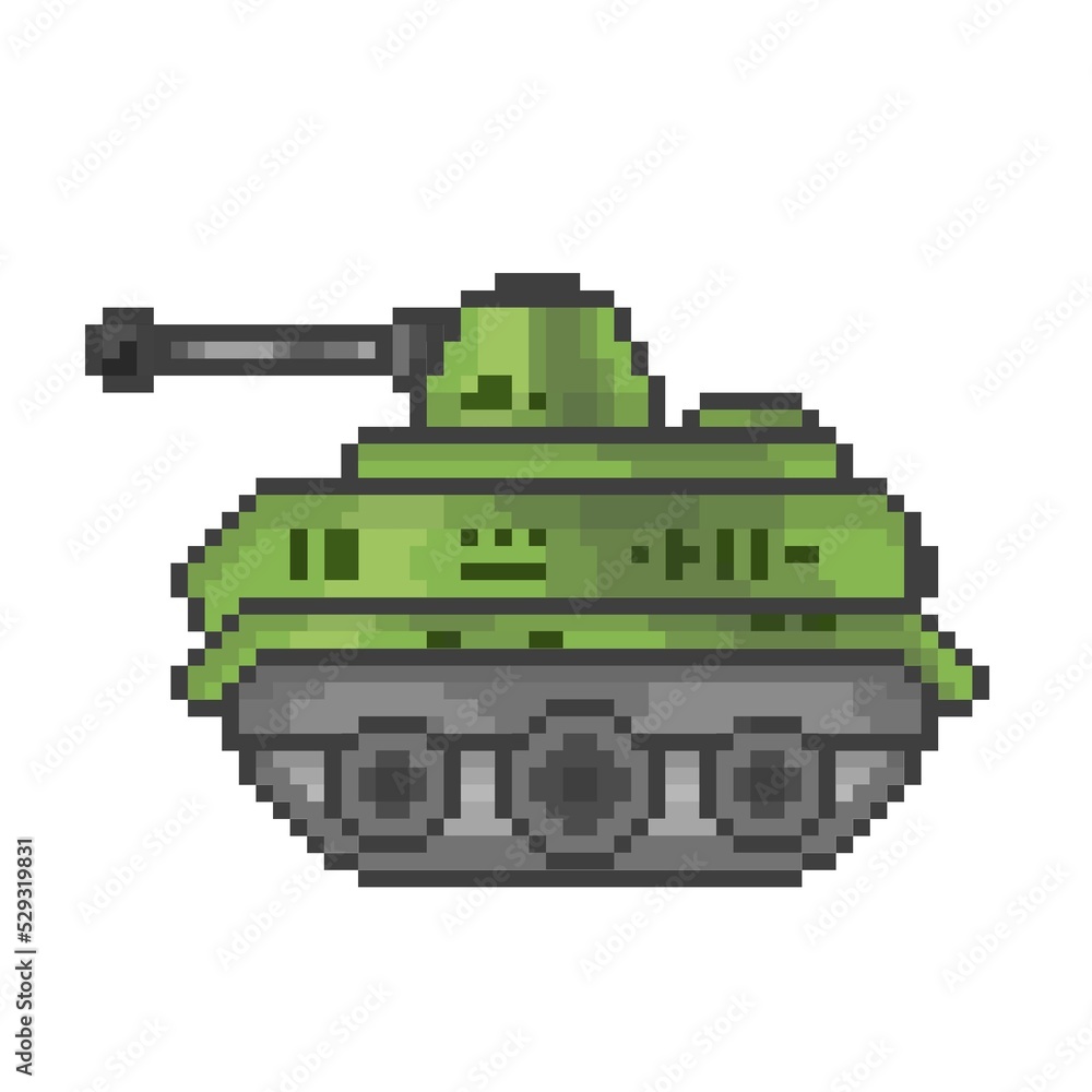 Tank pixel art icon vehicle military game asset illustration Stock ...