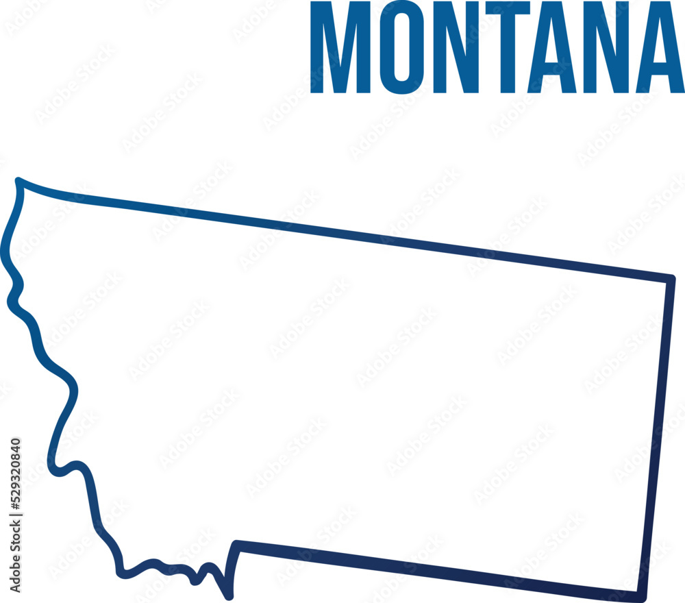Montana state outline blue gradient map Stock Vector | Adobe Stock