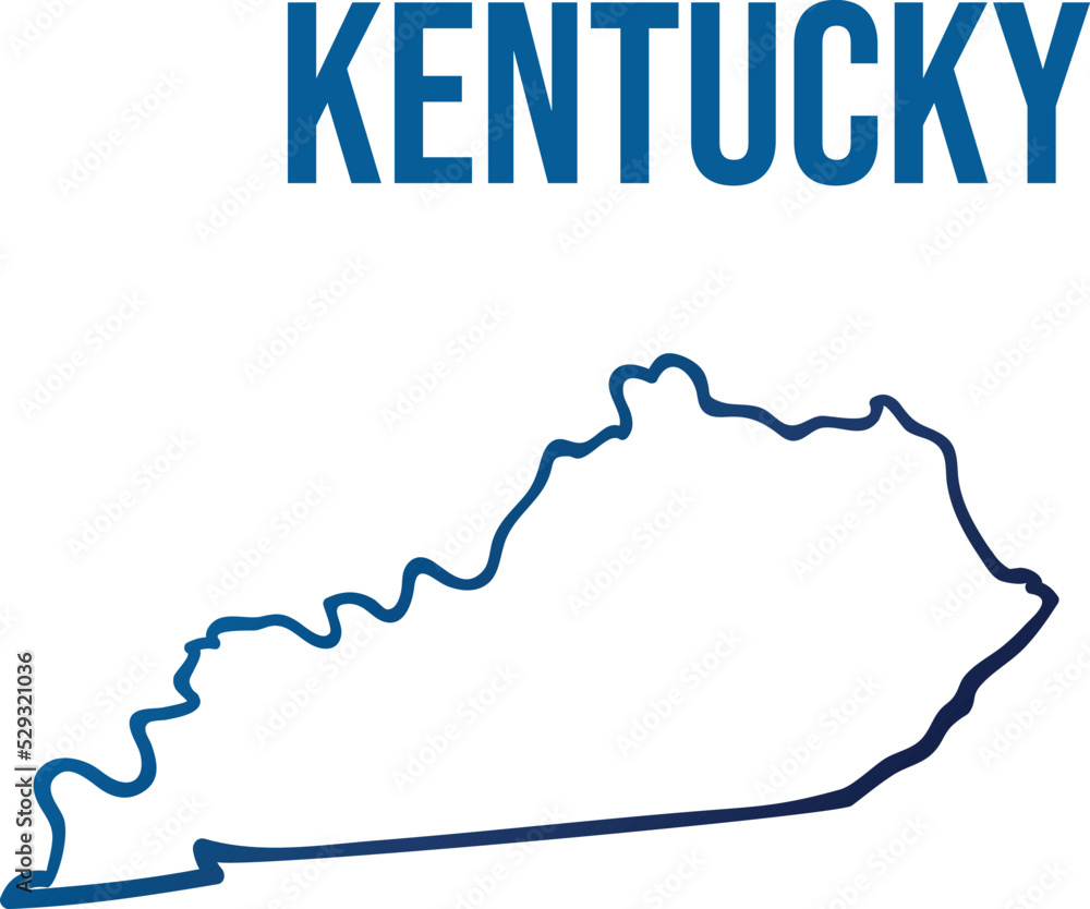 Kentucky state outline blue gradient map Stock Vector | Adobe Stock