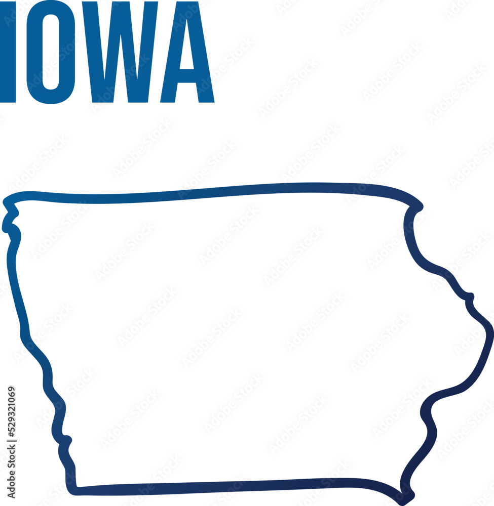 Iowa state outline blue gradient map Stock Vector | Adobe Stock