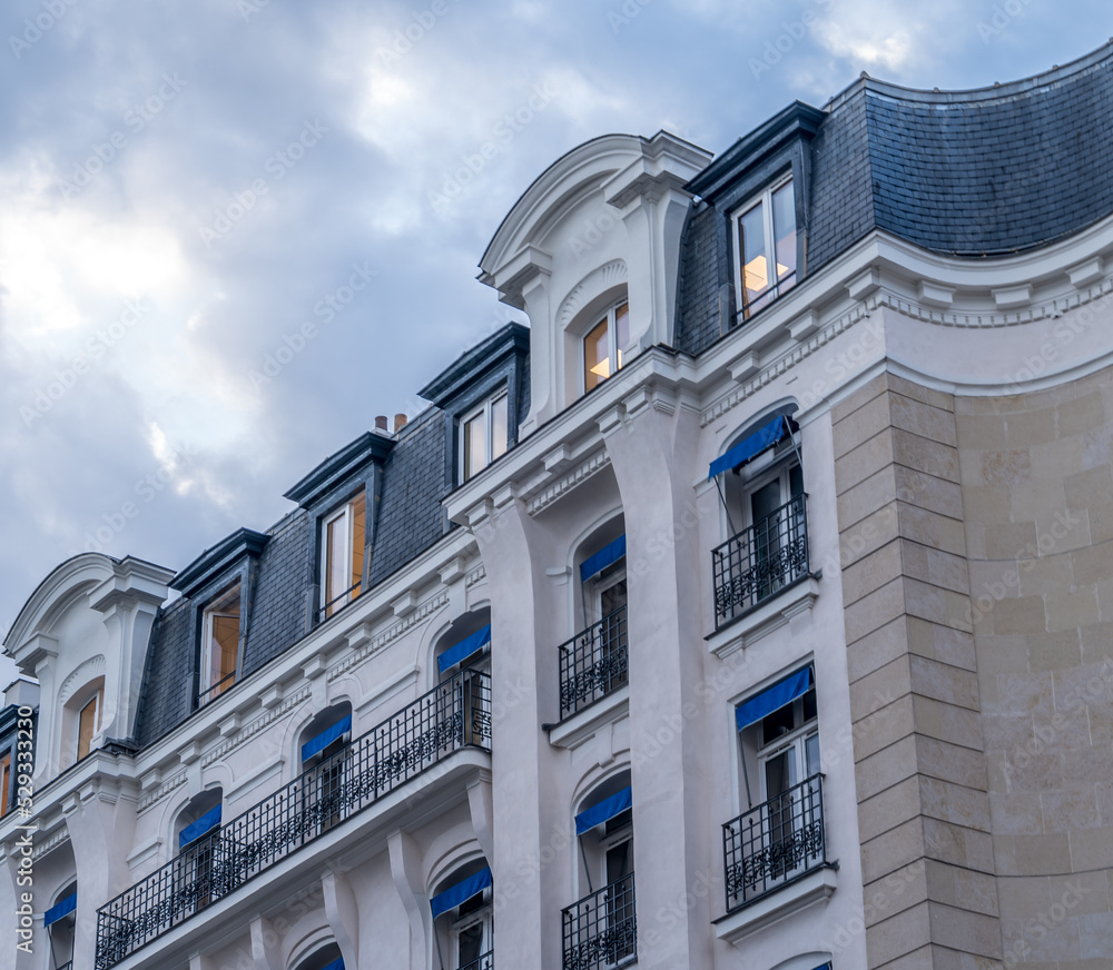 Mansard dormer windows on a classic Parisian house Stock Photo | Adobe ...