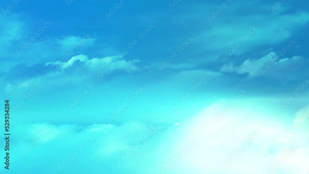 Air plane window view time lapse clouds and blue sunny sky, Loop of ...