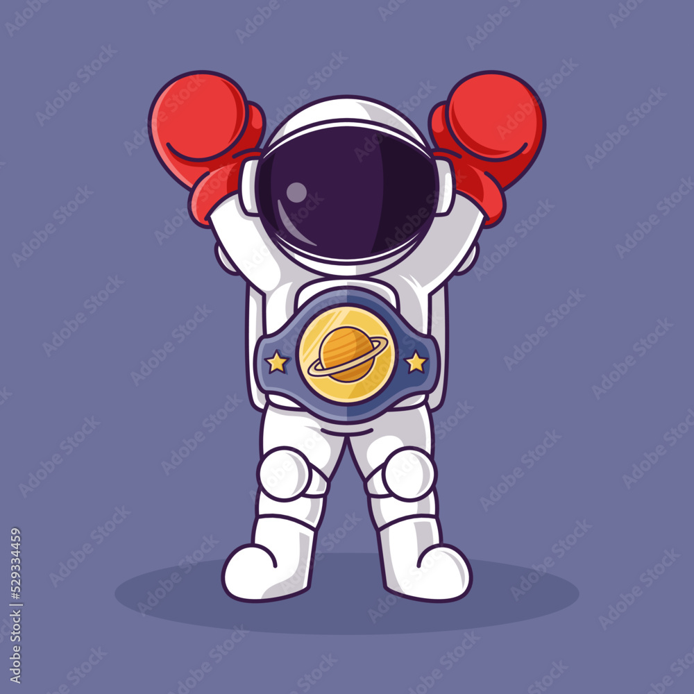 Cute Astronaut boxing champions Cartoon Illustration Vector file ...