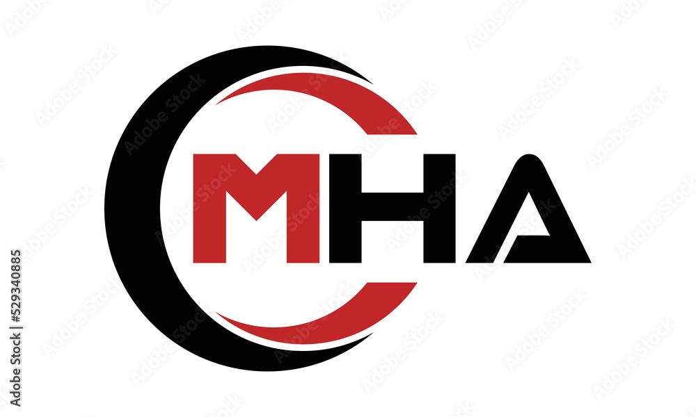 MHA three letter swoosh logo design vector template | monogram logo ...