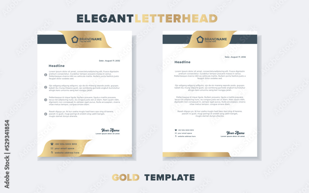 set of modern and elegant gold luxury letterhead design template for ...