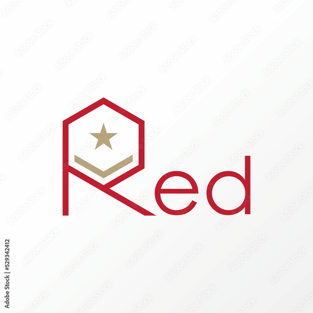Simple and unique letter RED font with star and veteran sign image ...