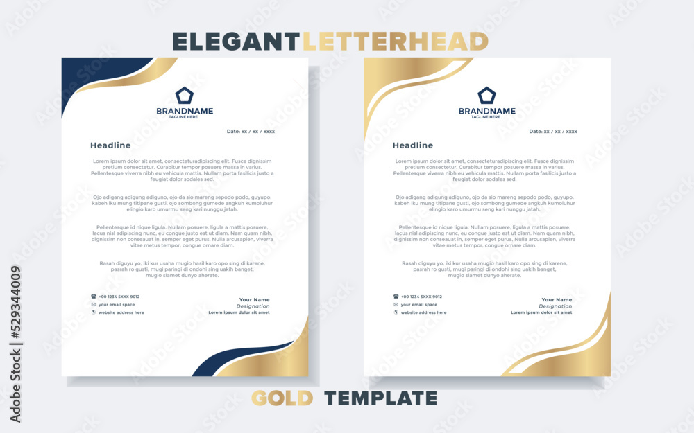 set of modern and elegant gold luxury letterhead design template for ...