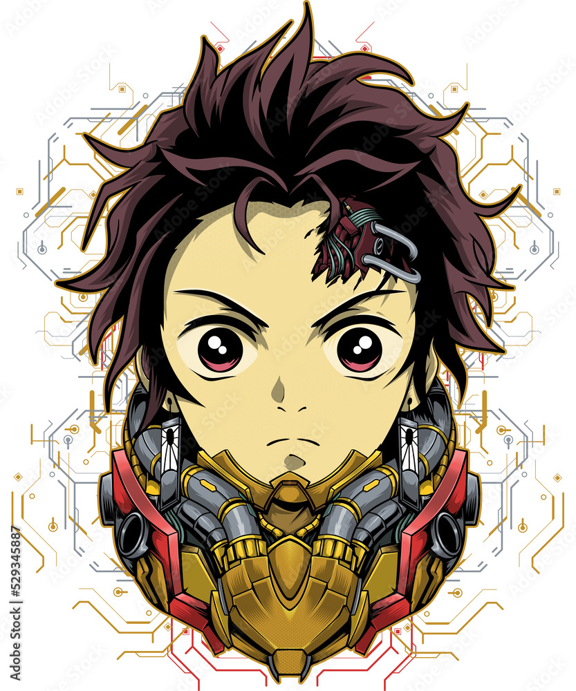 TECH ANIME, T-shirt design, transparent background, READY FOR PRINT ...