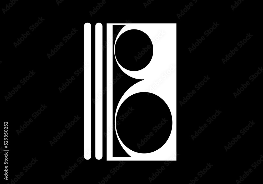 Capital letter B. of white intertwined strip on a black background ...