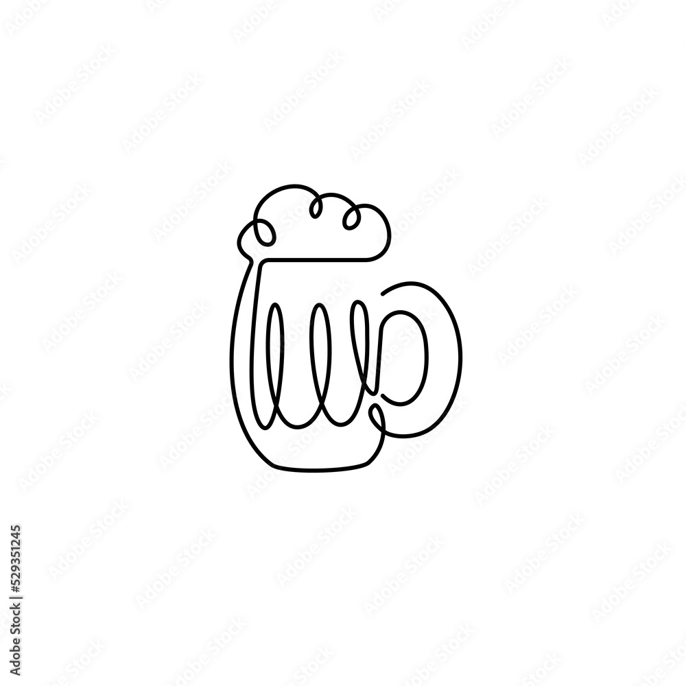Beer Mug Continuous Line Drawing. Beer Mug Minimalist Trendy Line Art ...