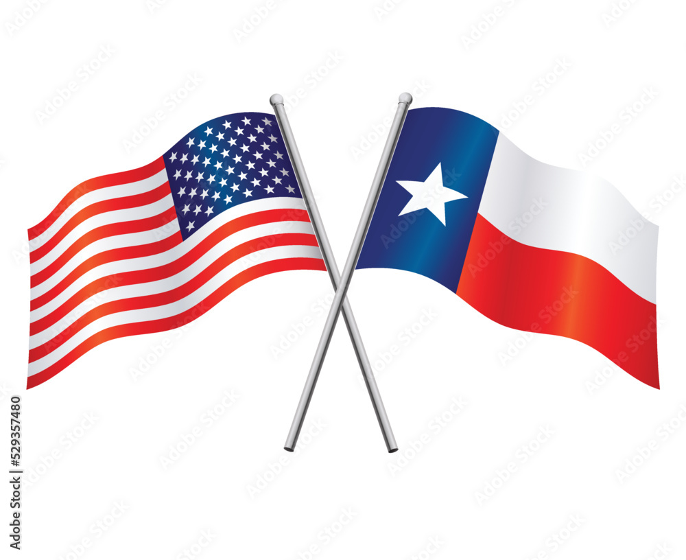 usa and texas flags crossed alliance Stock Vector | Adobe Stock