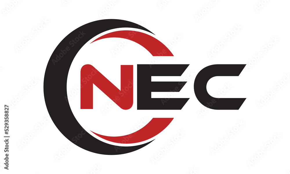NEC three letter swoosh logo design vector template | monogram logo ...
