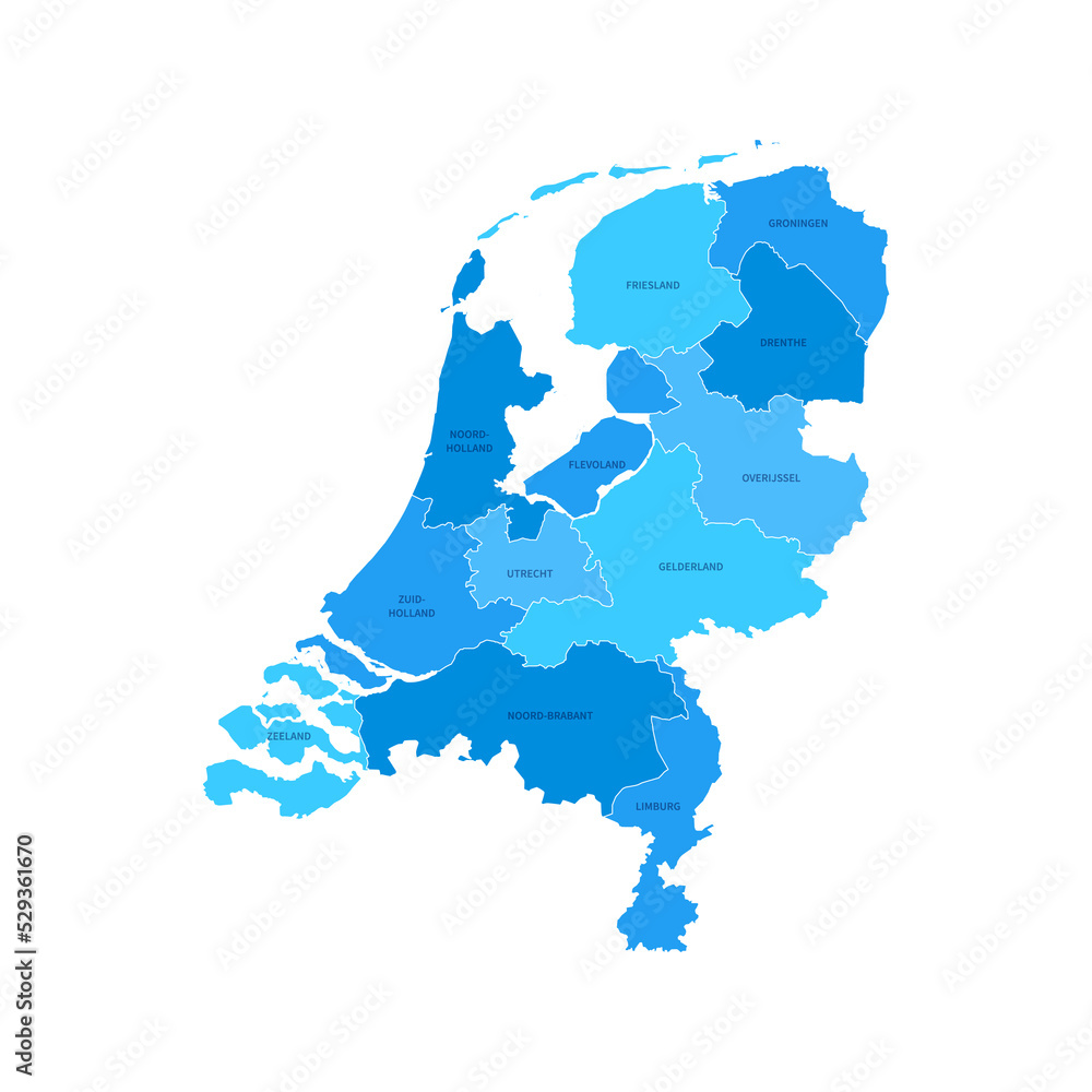 Netherlands Regions Map with Editable Outline Vector Illustration Stock ...