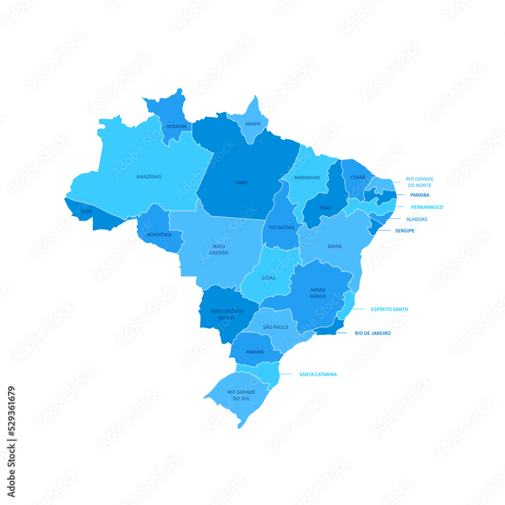 Brazil Regions Map with Editable Outline Vector Illustration Stock ...