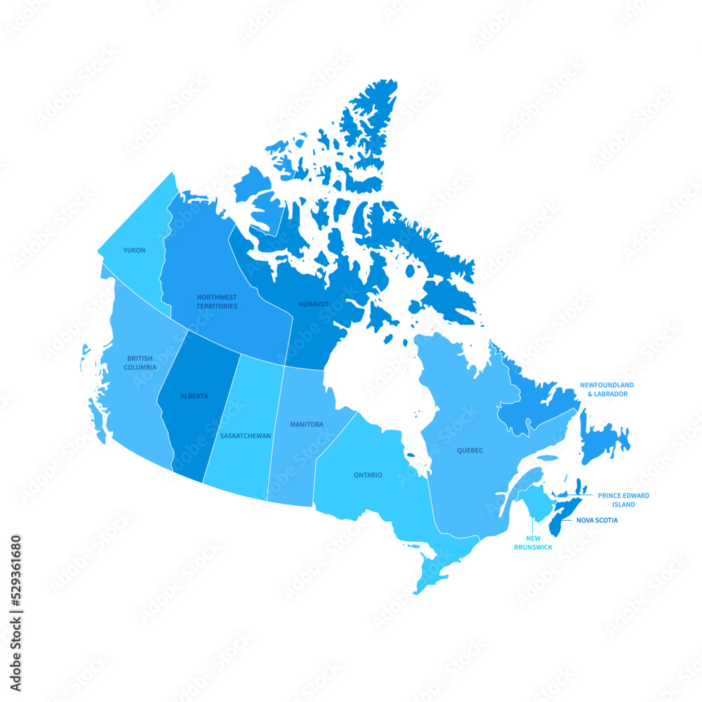 Canada Regions Map with Editable Outline Vector Illustration Stock ...