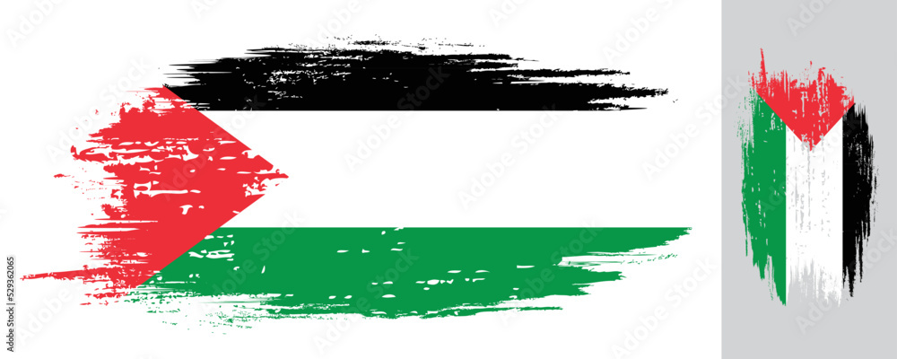 Grunge texture faded new colorful Palestine flag design vector set ...