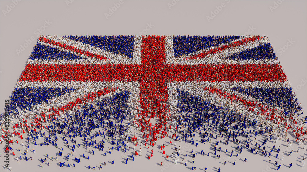 British Flag formed from a Crowd of People. Banner of United Kingdom on ...