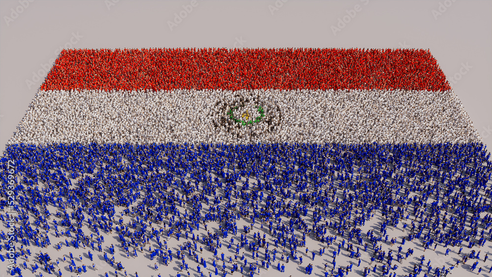 Paraguayan Banner Background, with People congregating to form the Flag ...