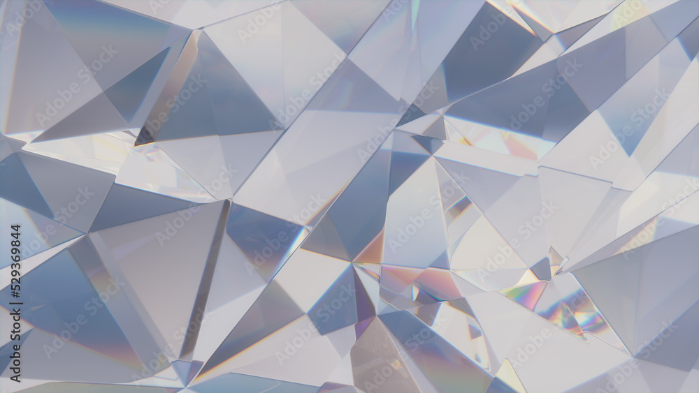 Polygonal 3D Wall Wallpaper with Glass Contemporary Surface. Refractive ...